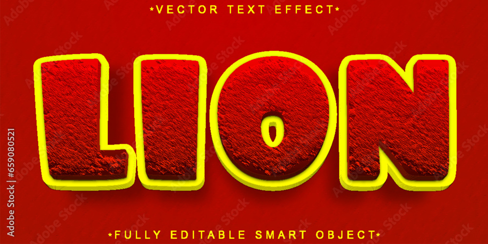 Cartoon Lion Vector Fully Editable Smart Object Text Effect Stock ...