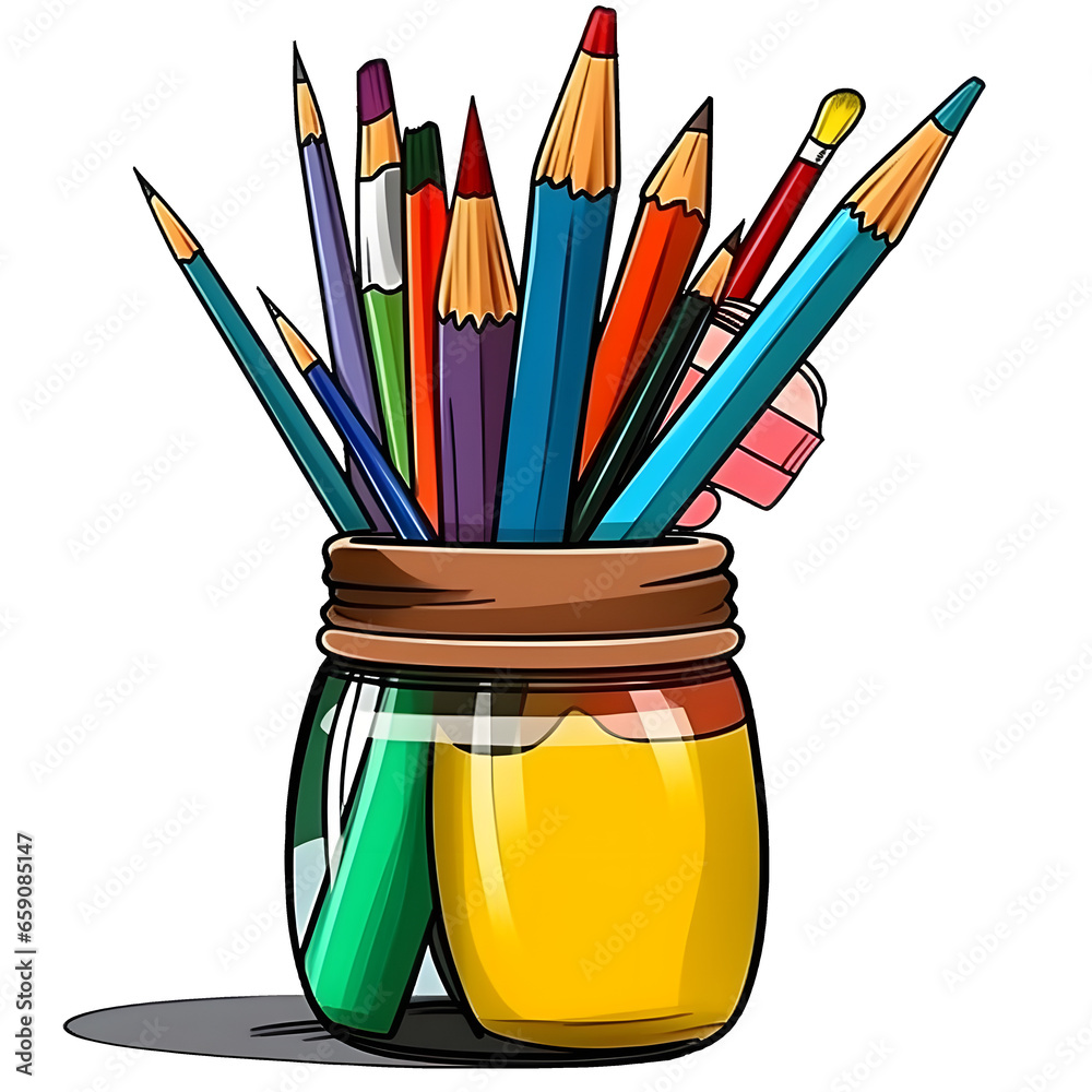 clipart of Art Supplies, cartoon school clipart, transparent background ...