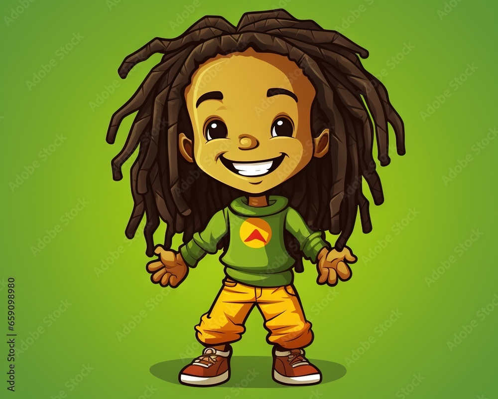 A cute cartoon reggae with dreadlocks- by A cute cartoon reggae ...