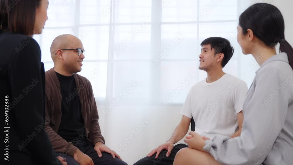 Video Stock Group of diverse asian people spending time to talking and ...