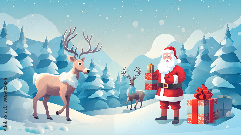 santa clause and christmas tree with gifts and paper backgrounds ...