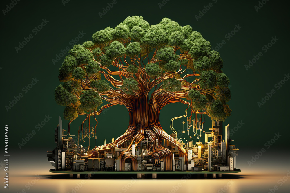 Tree growing a circuit board and integrated as organic processor ...