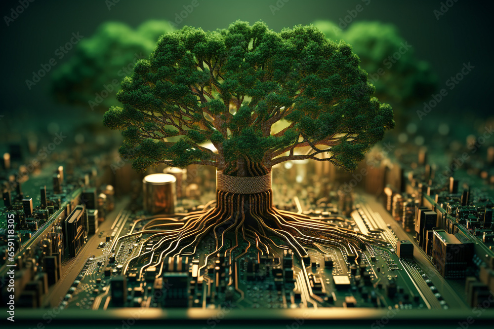 Tree growing a circuit board and integrated as organic processor ...