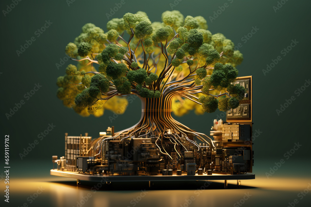 Tree growing a circuit board and integrated as organic processor ...