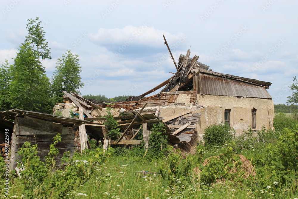 Abandoned and collapsed farmhouse in Sece, Latvia Stock Photo | Adobe Stock