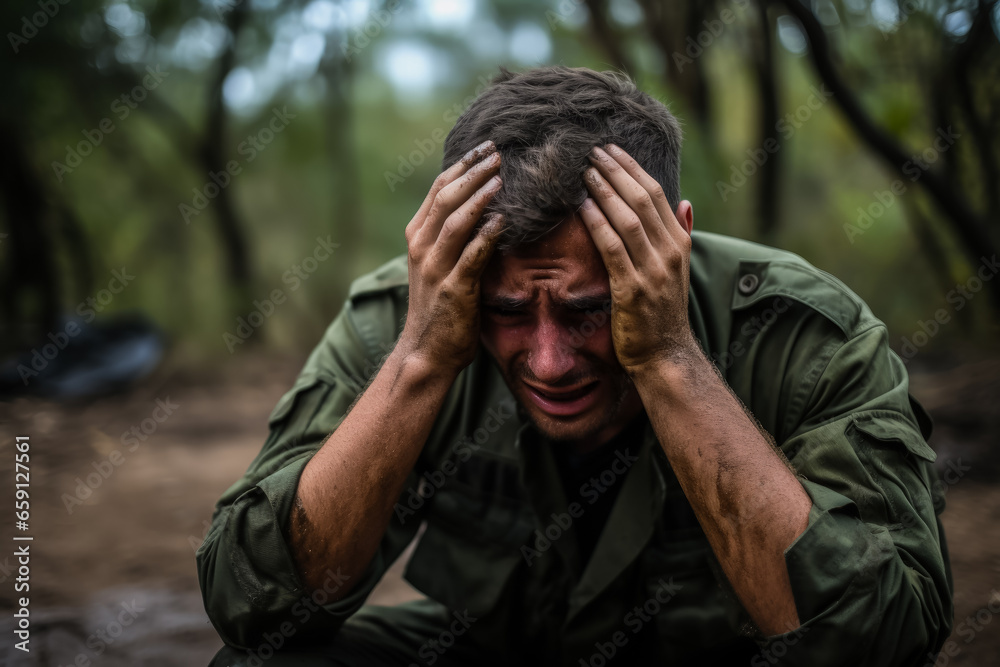 Anxiety laden faces of Israeli soldiers at the front line during rocket ...