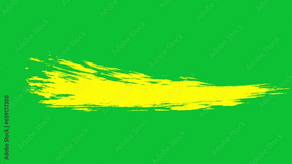 Yellow color brush stroke animation on green screen. Brush stroke ...