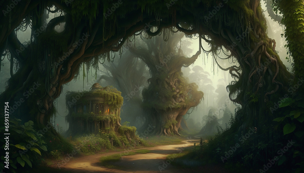 A lush, overgrown garden that appeared to have been frozen in time ...