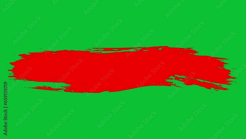 Red color brush stroke animation on green screen. Brush stroke ...
