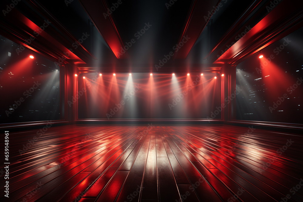 Backdrop With Illumination Of Red Spotlights For Flyers realistic image ...