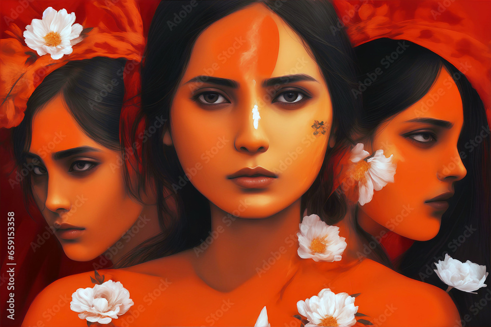 Women in red with white flowers, artwork for International Day for the ...