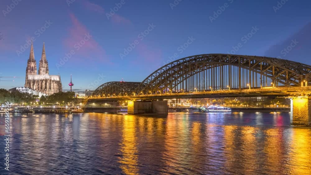 Cologne city skyline aerial view at night germany city cologne ...