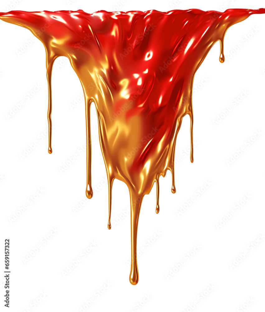 Melted red and gold paint splash isolated on transparent background PNG ...
