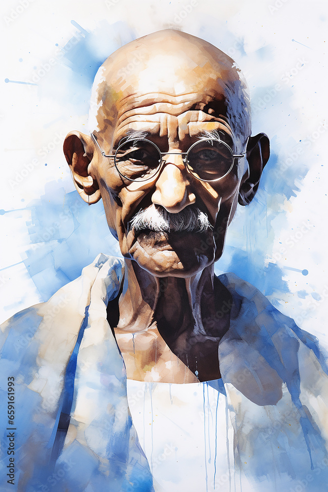 Mahatma Gandhi Indian Independence Fighter on white background Stock ...