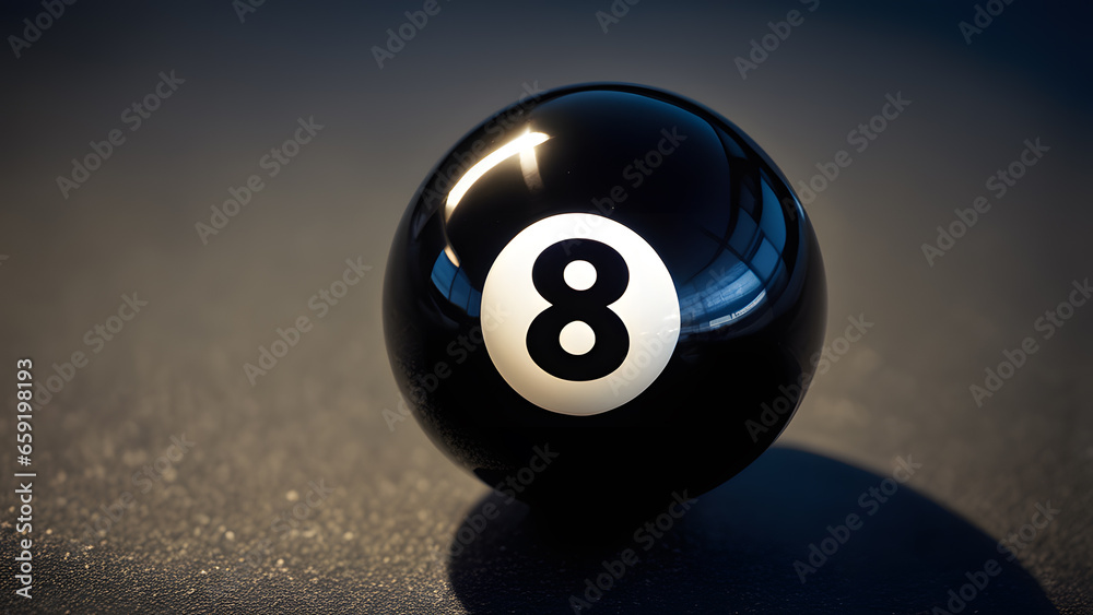 Closeup macro photograph of an eight ball of pool | Uwalls.co.uk