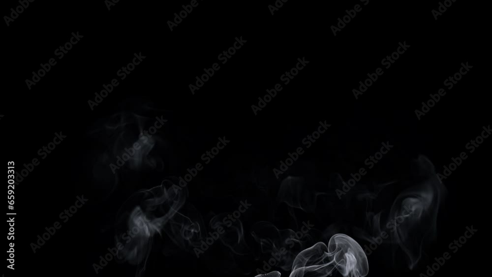 Thin smoke rising from below on black background, VFX element- 4K Pro ...