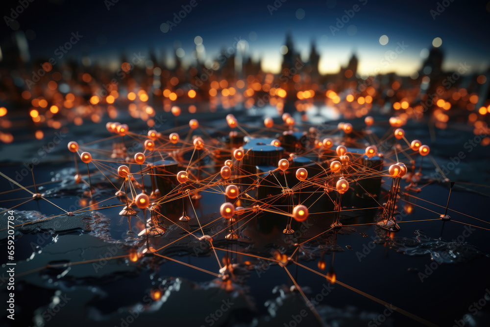 A supply chain network map connecting suppliers, manufacturers, and ...