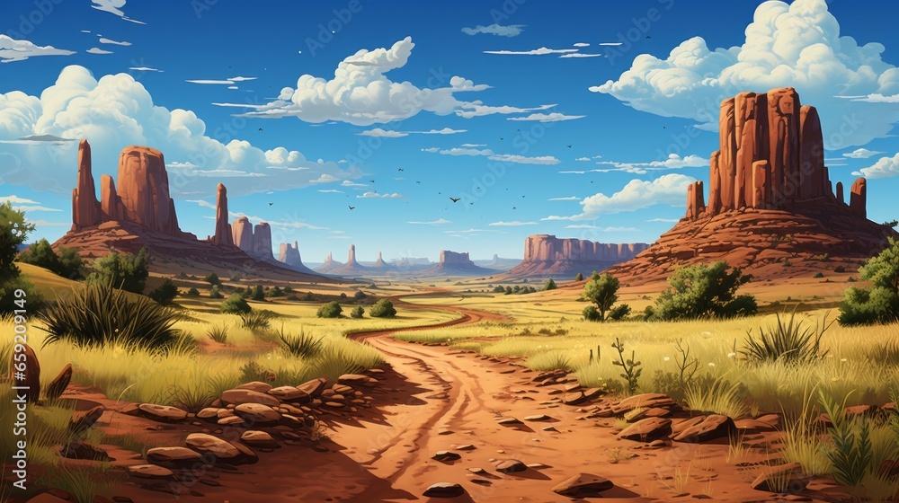 Native American western scene background with a cowboy. Generative AI ...