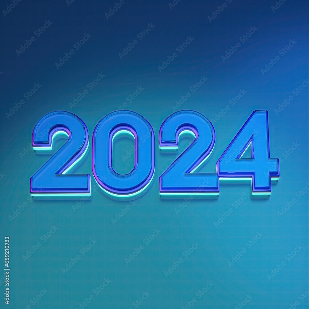 Modern Blue 2024 3D text with spot light AI Generative Stock ...