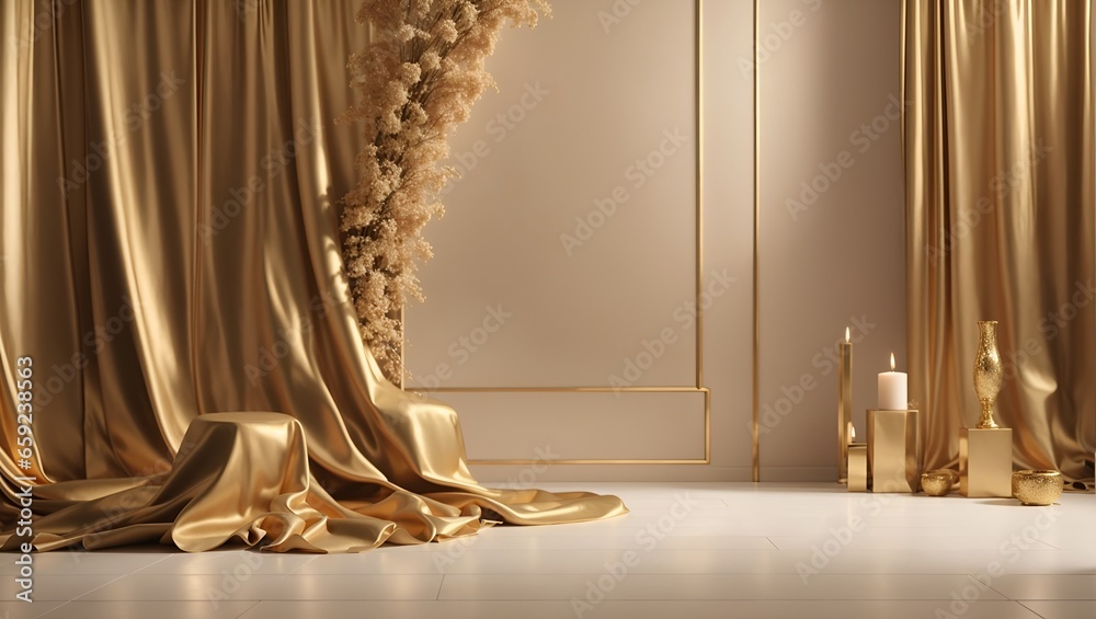 Elegant and minimalist backdrop with a matte gold surface, conveying ...