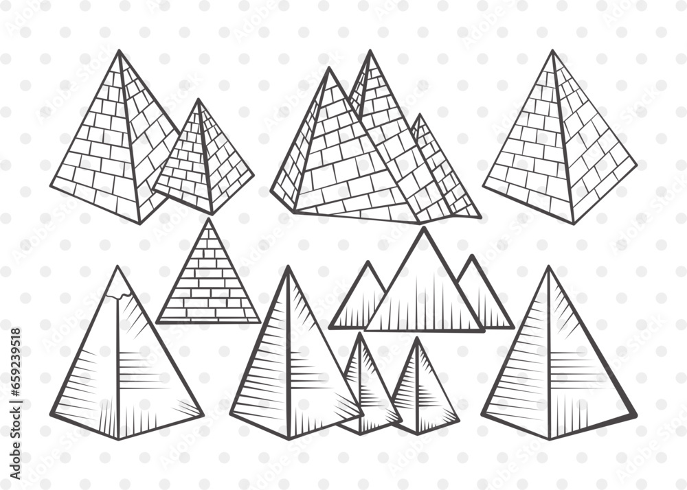 Pyramid Outline SVG Cut File | Egypt Svg | Landmark Svg | Egeptian Svg ...
