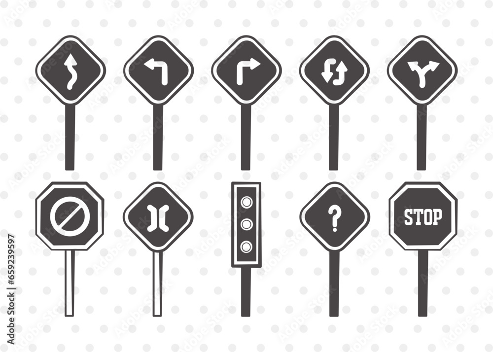 Road Sign Silhouette SVG Cut File | Road Sign Svg | Road Traffic Svg ...