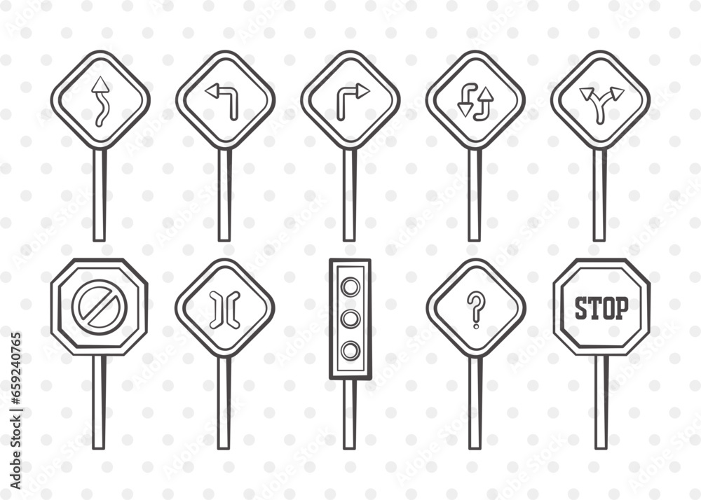 Road Sign Outline SVG Cut File | Road Sign Svg | Road Traffic Svg ...