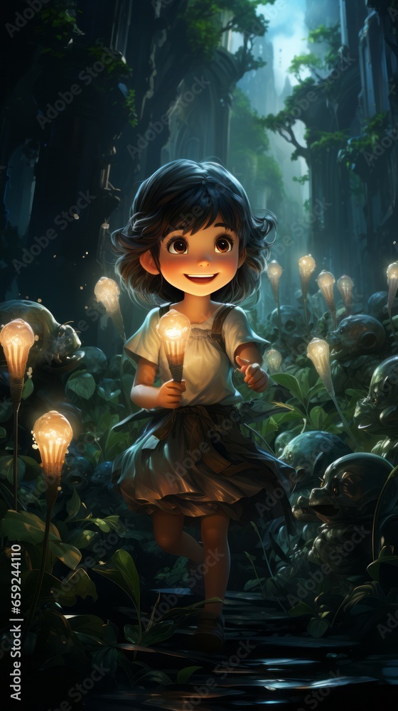 Wallpaper of Cartoon Fairies Bringing Magic to an Everyday Scene, Generative AI Stock ...