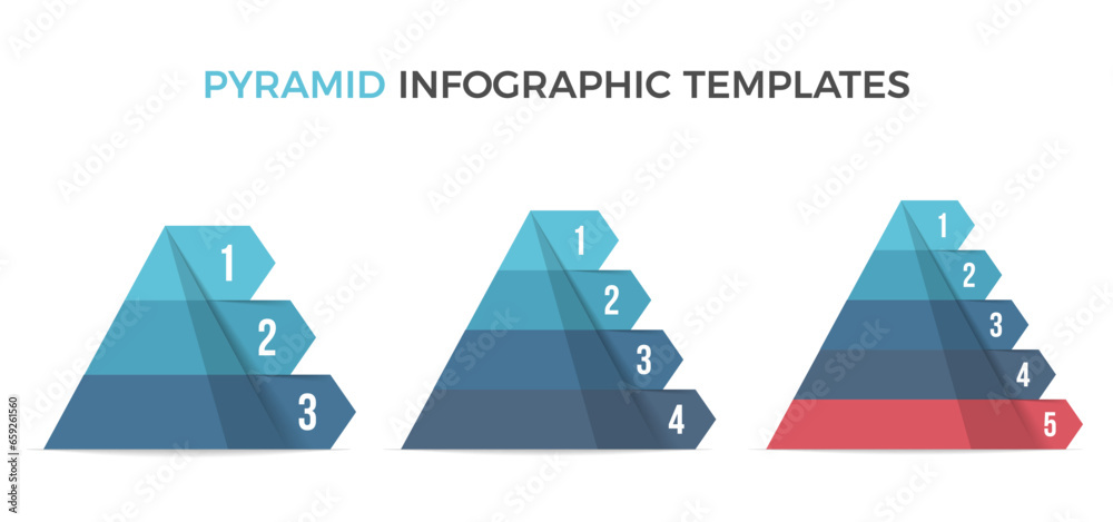 Three pyramid infographic templates, vector eps10 illustration Stock ...