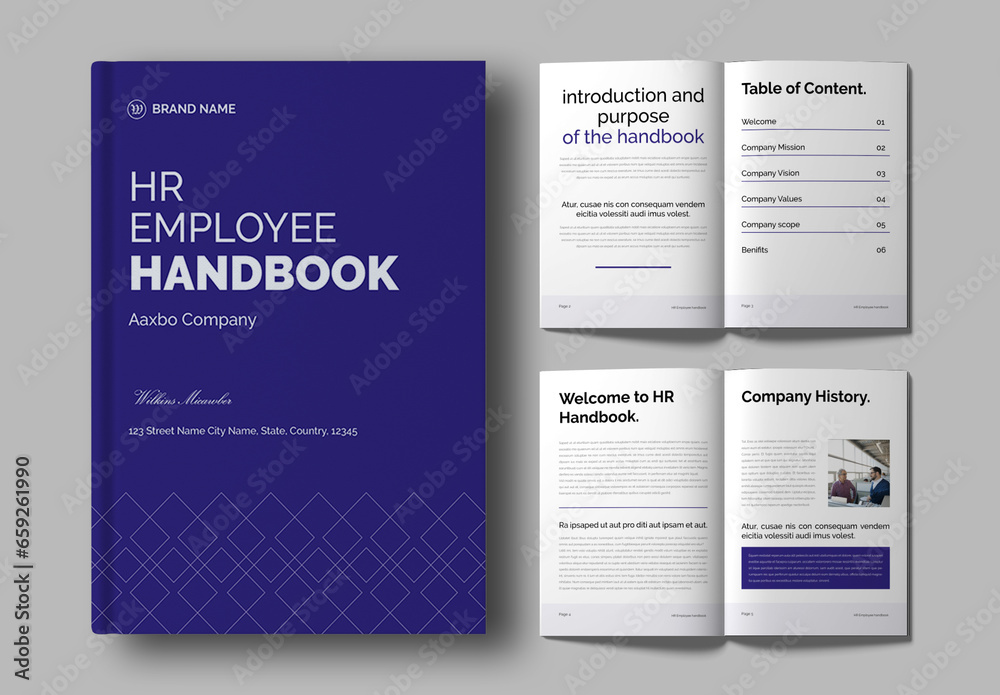HR Employee Handbook Brochure Design Stock Template | Adobe Stock