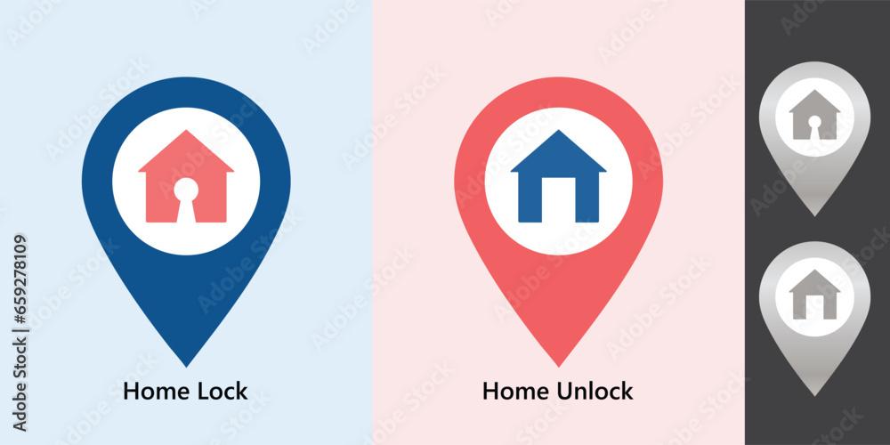 Locked Unlocked Home location, icon, badge, logo, symbol, button ...