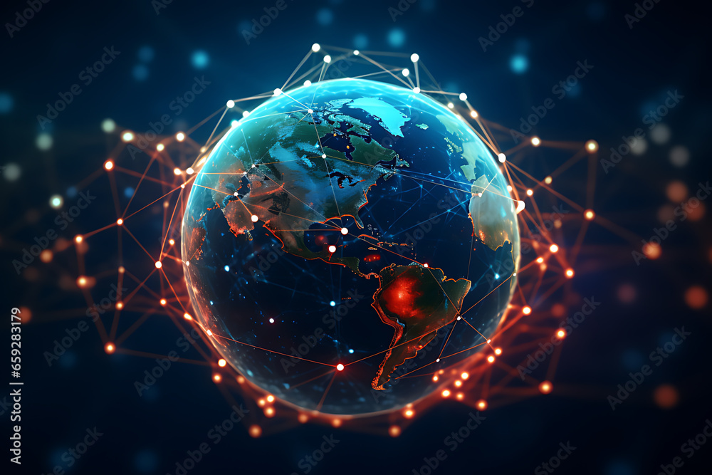 world AI (artificial intelligence) Global network concept. IoT ...