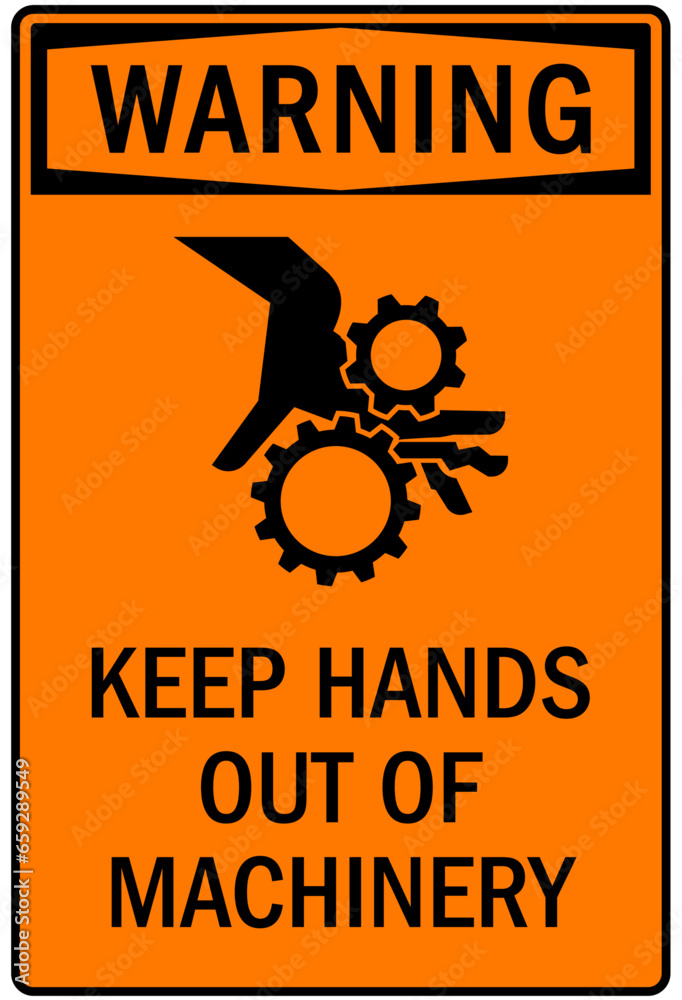Keep hand clear warning sign and labels keep hands our of moving ...