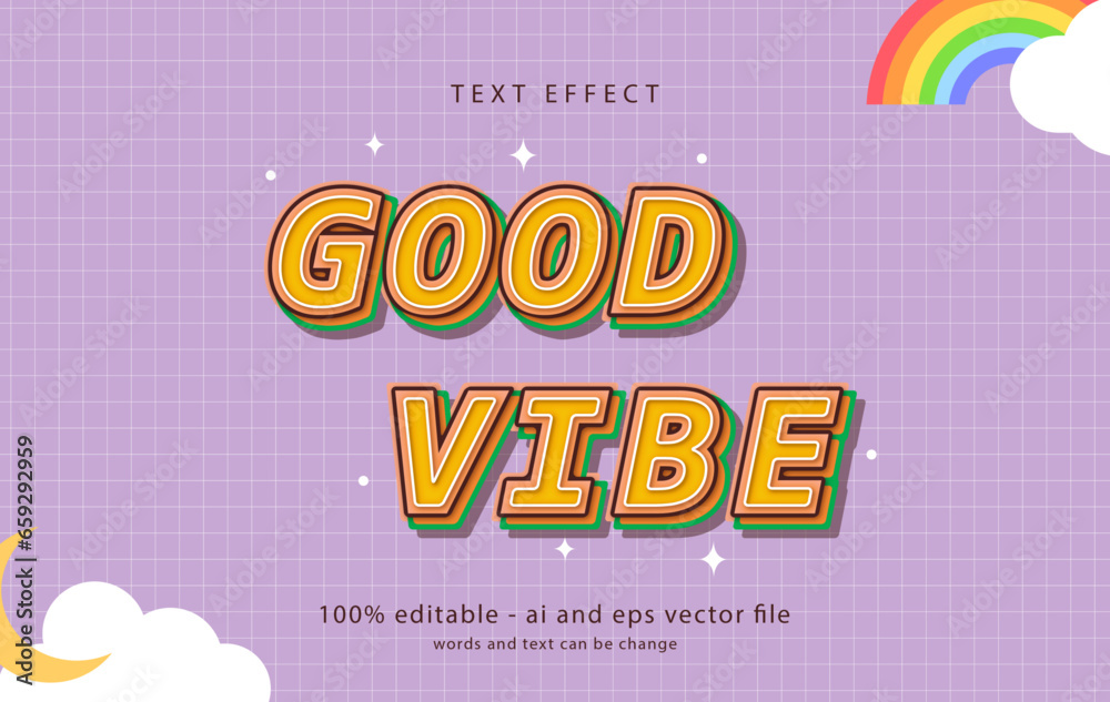 good vibe text effect with aesthetic retro 90s concept Stock Vector ...