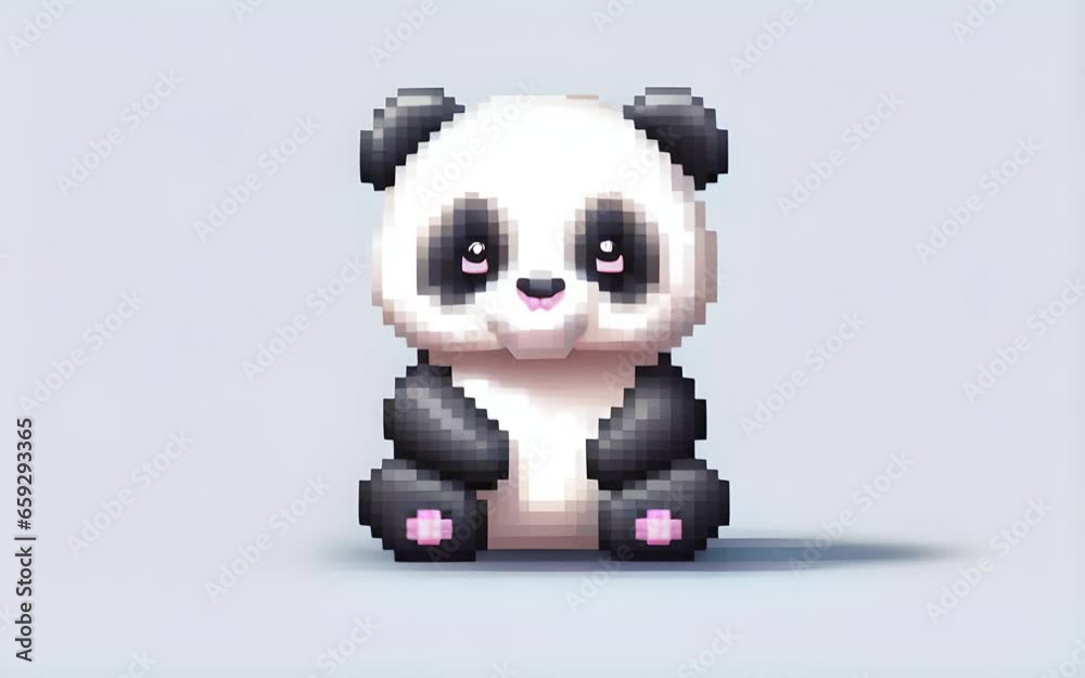 Pixel panda. Pixel art concept. Cartoon style. Generative AI Stock ...
