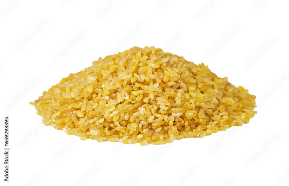 bulgur durum wheat isolated on white background. pile of bulgur durum ...