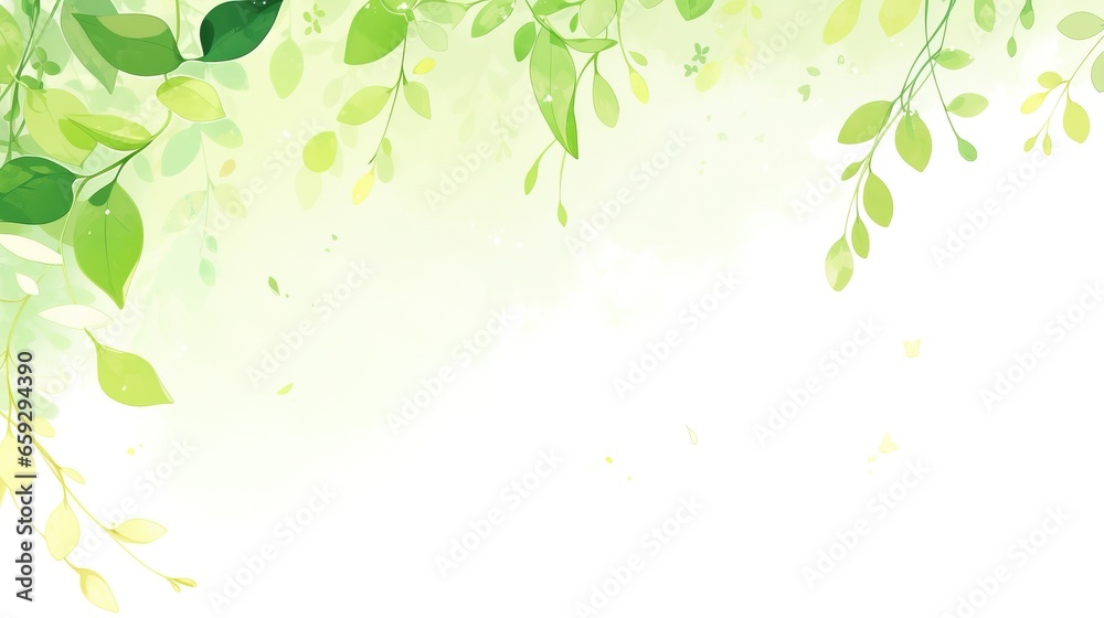 Hand drawn light green leaf decorations background. floral greenery ...