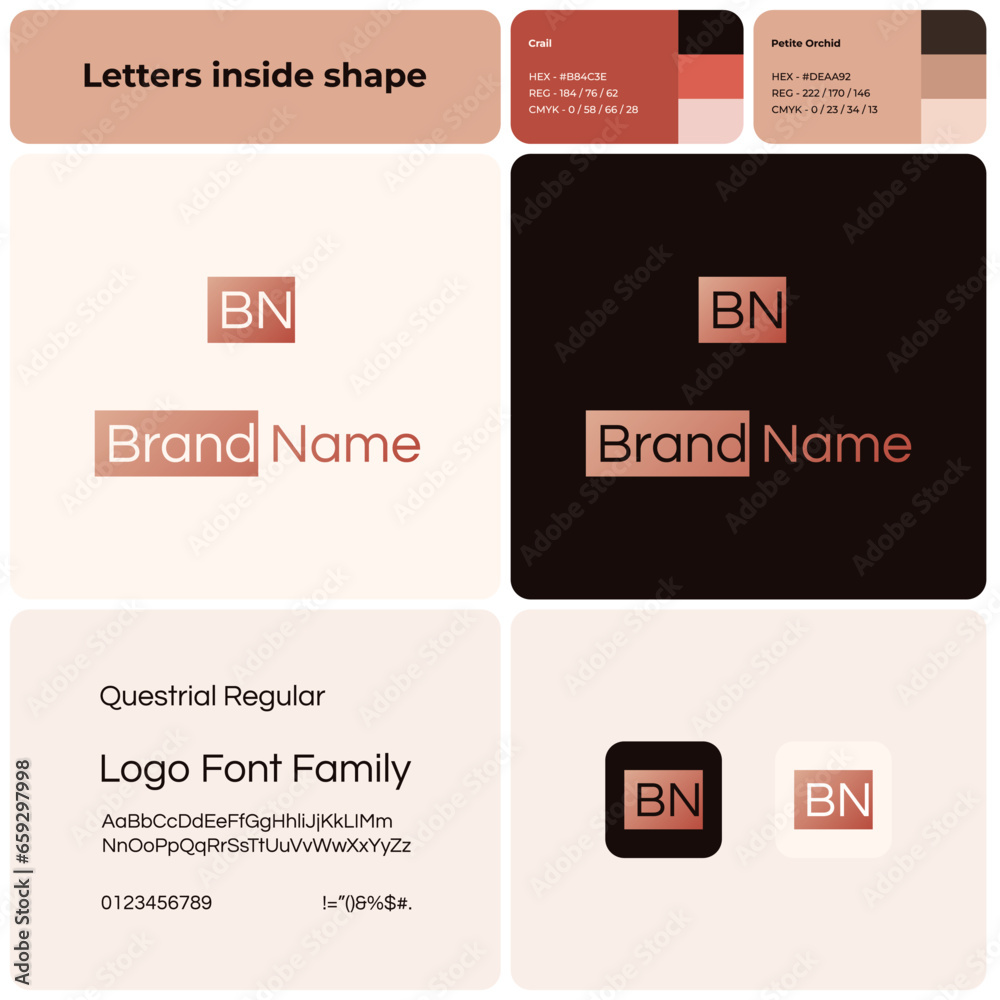 2D luxury fashion logo with brand name. Brand name icon. Design element ...
