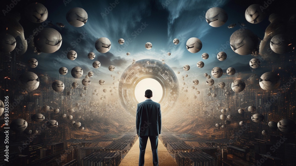 An imaginative depiction of abstract visionaries shaping the future ...