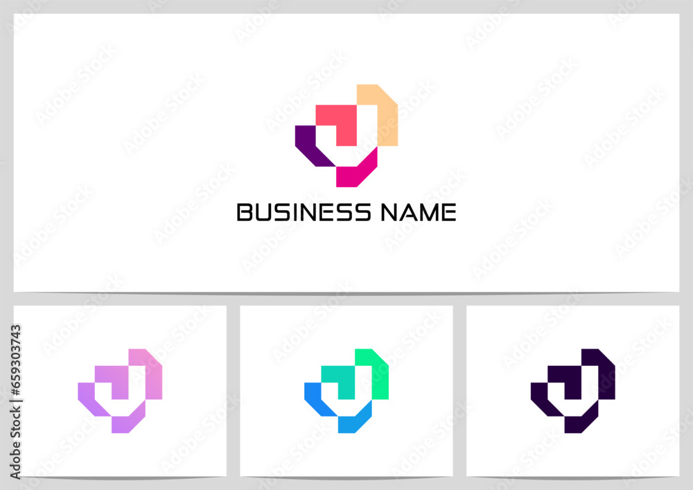 Geometric Shape Formed Negative Space Letter Alphabet Logo Design ...