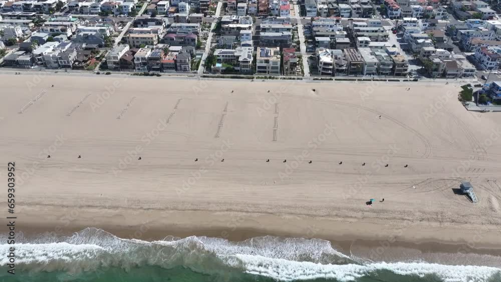 Manhattan Beach, Los Angeles, California, (side view) flight along ...