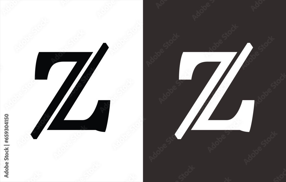 vector logo design that forms the letter "z". black and white ...