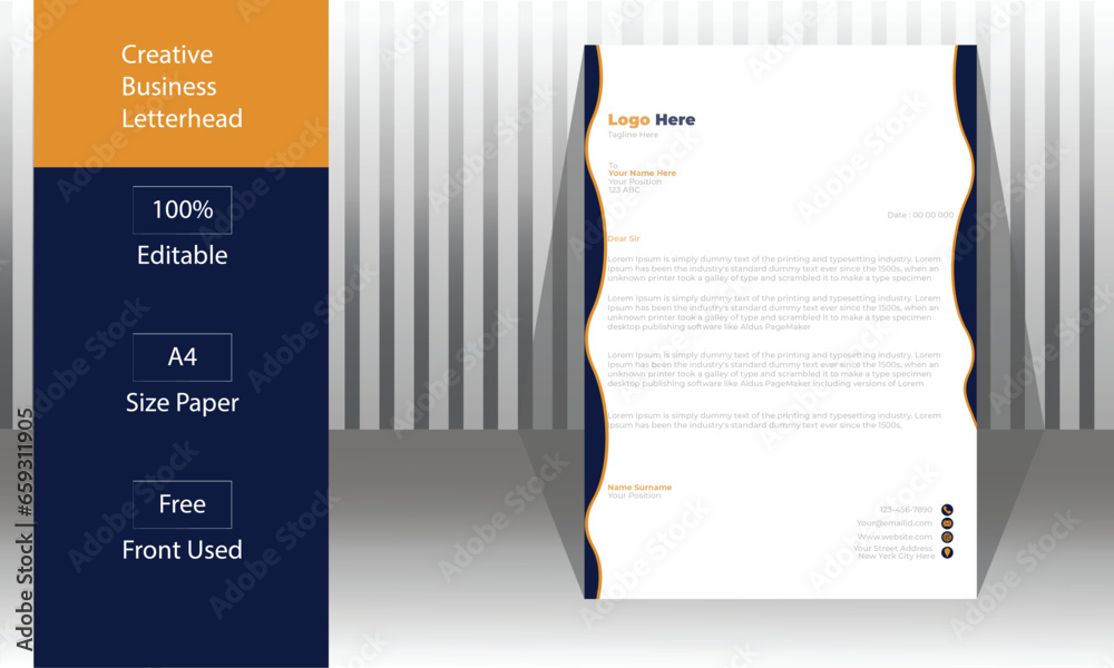 Symbol and modern business letter head design template mockup Stock ...