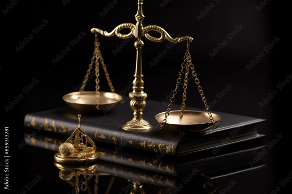 Symbolic representation of legal advice with scales of justice and a ...