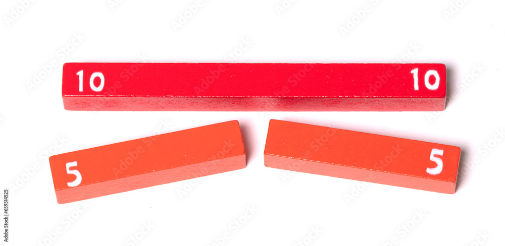 Wooden counting rods used to calculate mathematics using colour and ...