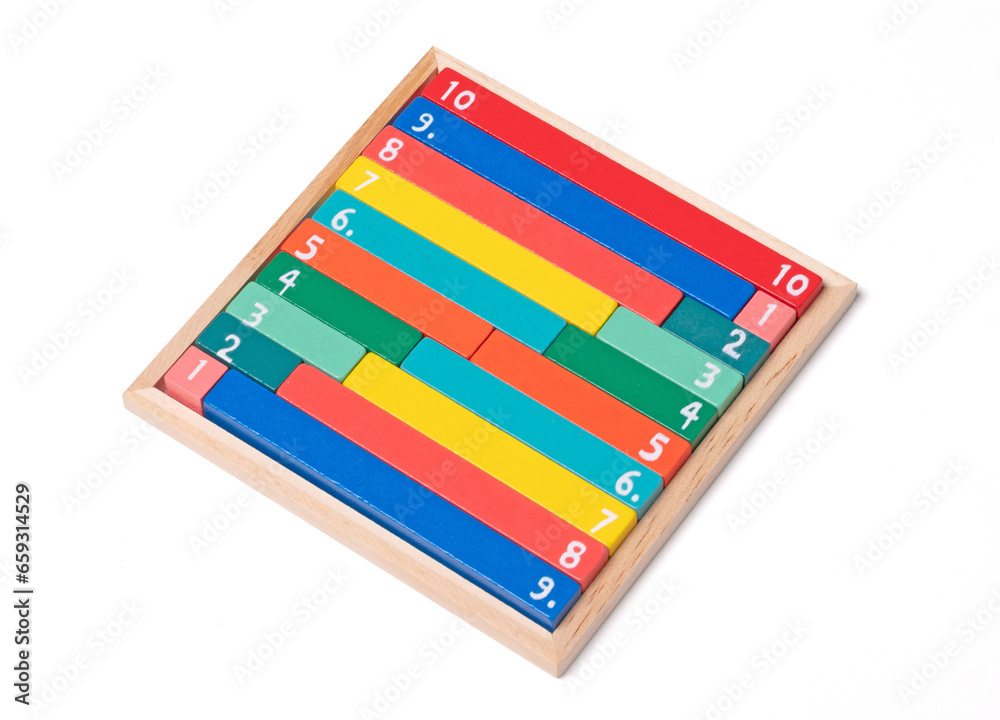 Wooden counting rods used to calculate mathematics using colour and ...