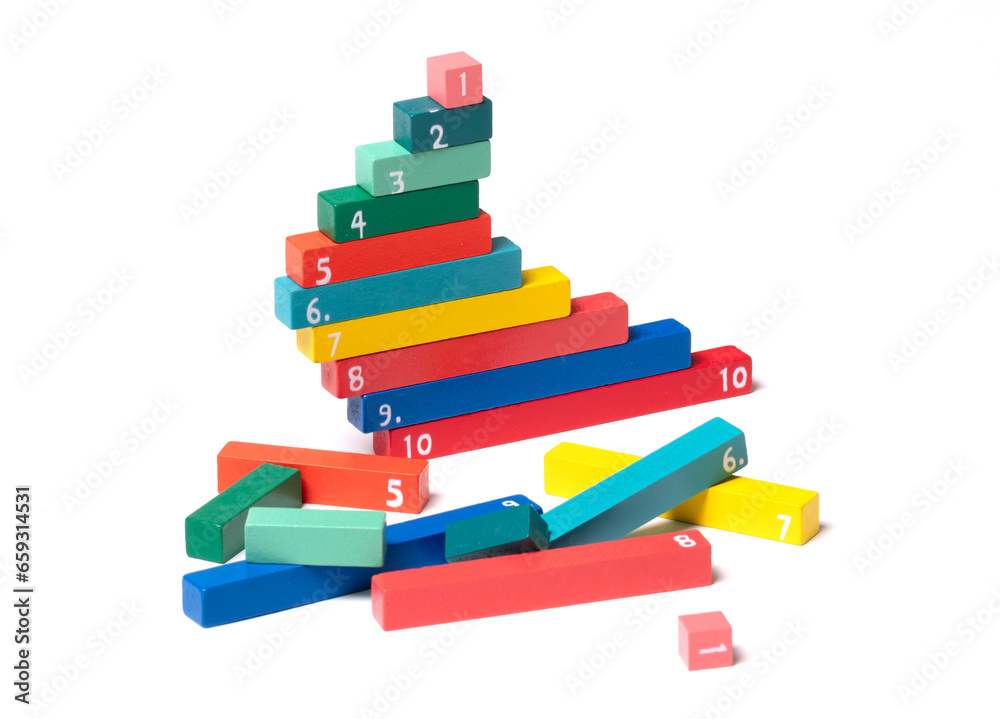 Wooden counting rods used to calculate mathematics using colour and ...