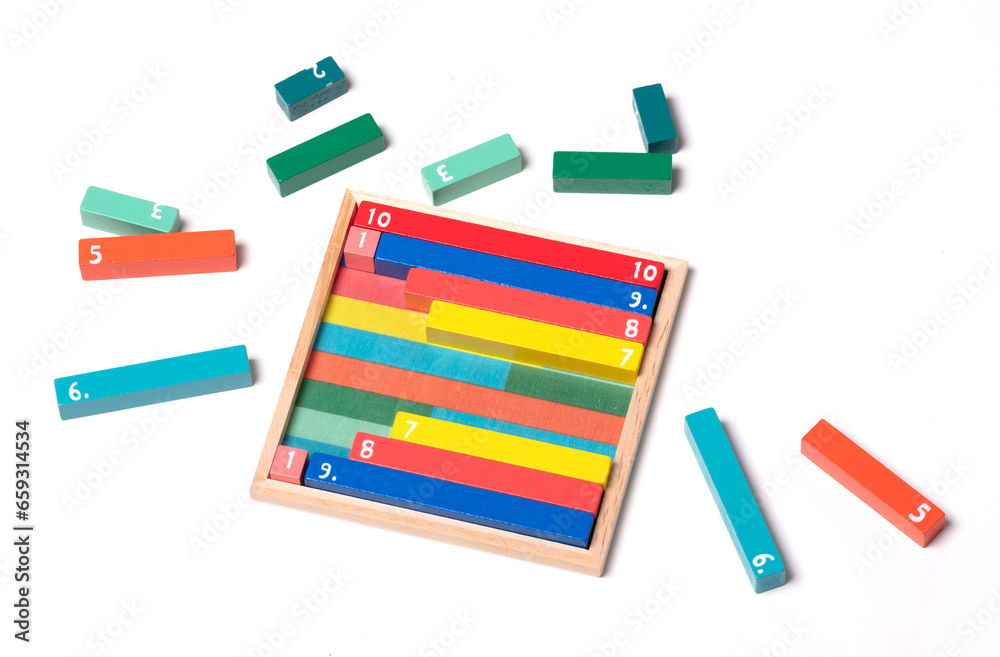 Poster Wooden counting rods used to calculate mathematics using colour ...