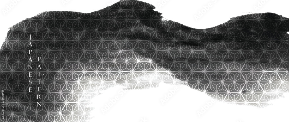 Japanese background with black abstract art brush stroke vector ...