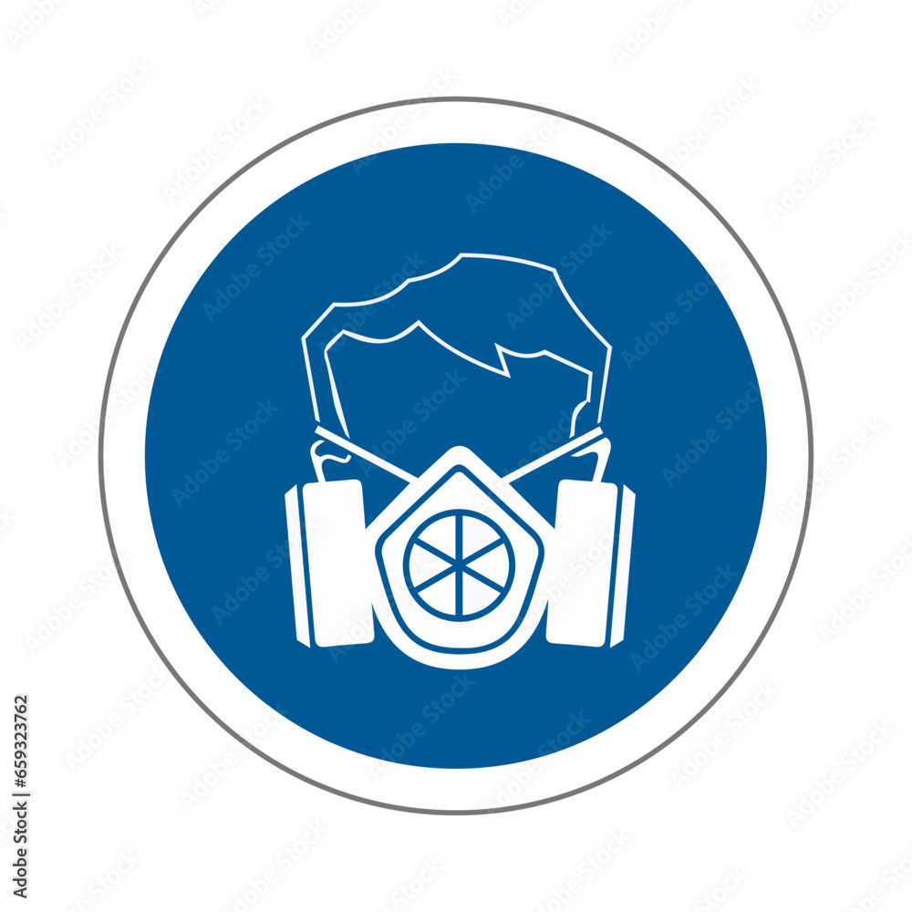Masque respiratoire EPI panneau rond bleu équipement de sécurité ...